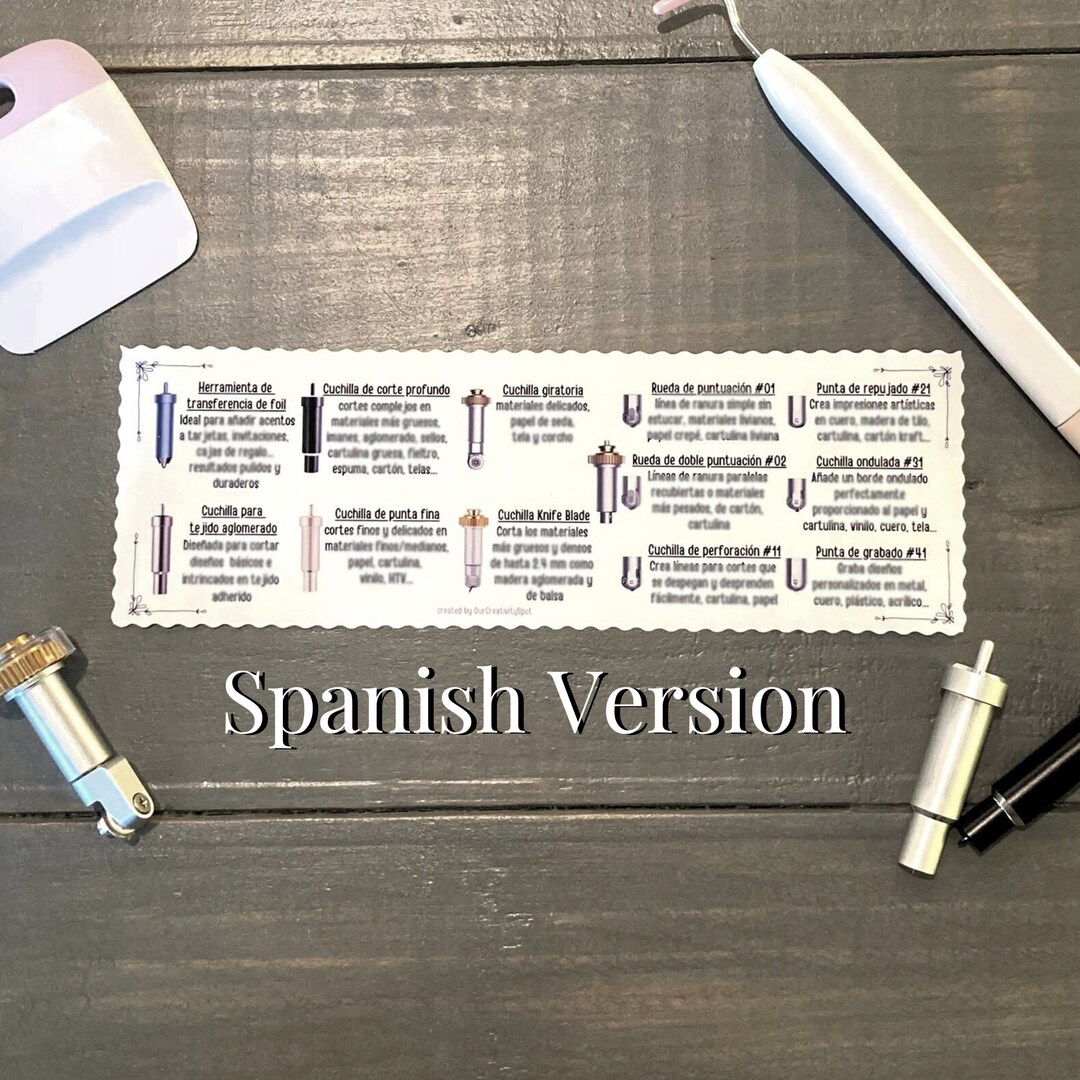 SPANISH Sticker Cheat Sheet for Cricut Tools and Blades, Beginners ...