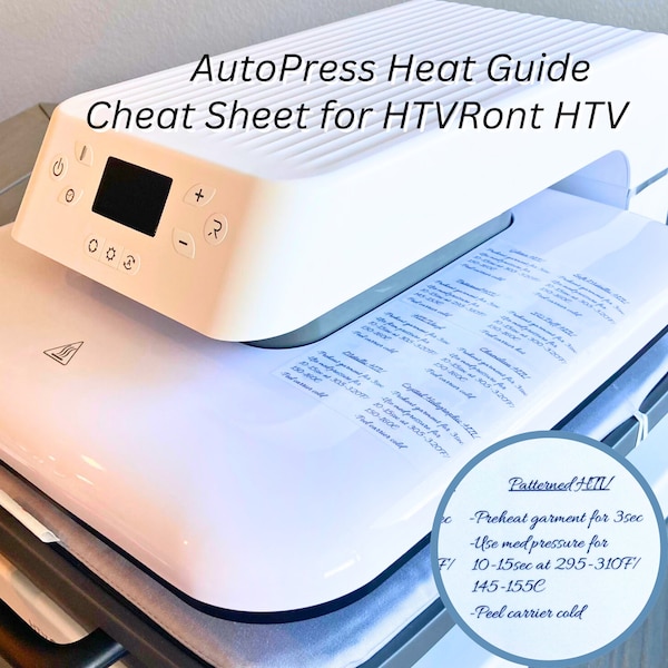 Htvront Heat Press Cheat Sheet - Etsy