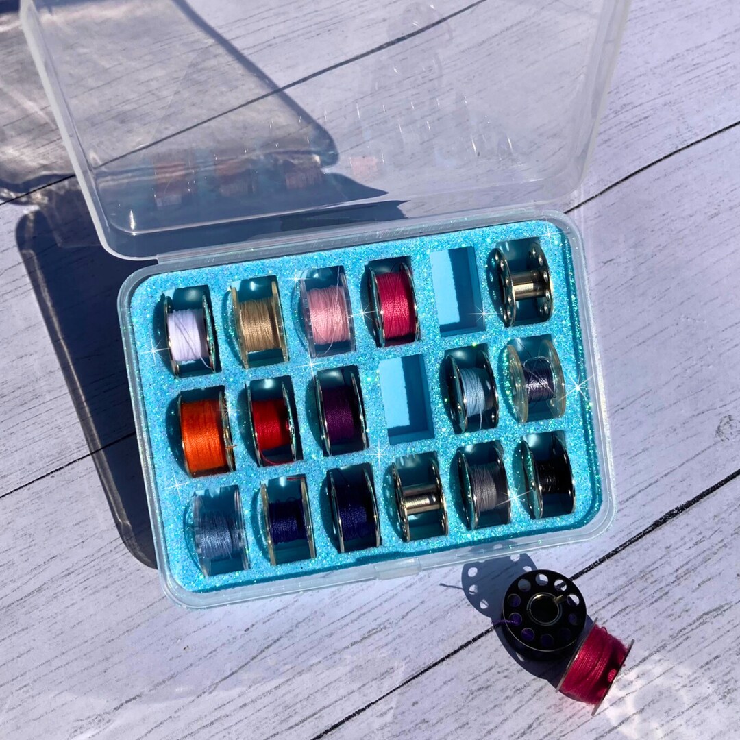 Glitter Bobbin Holder Organizer Case, Sewing Thread Spool Storage ...