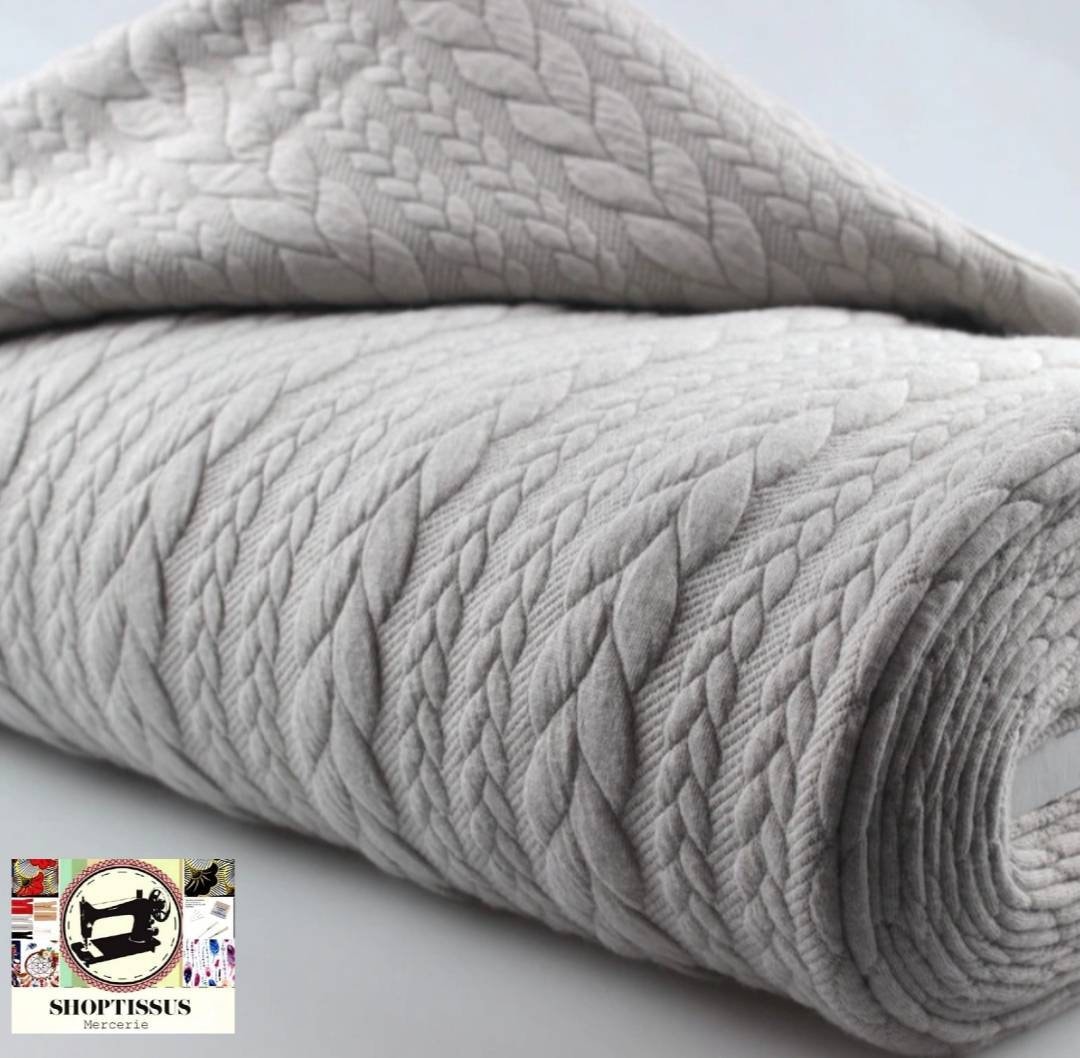 Jersey Fabric Twisted Quilted Light Gray Color. OCHRE TWISTED - Etsy