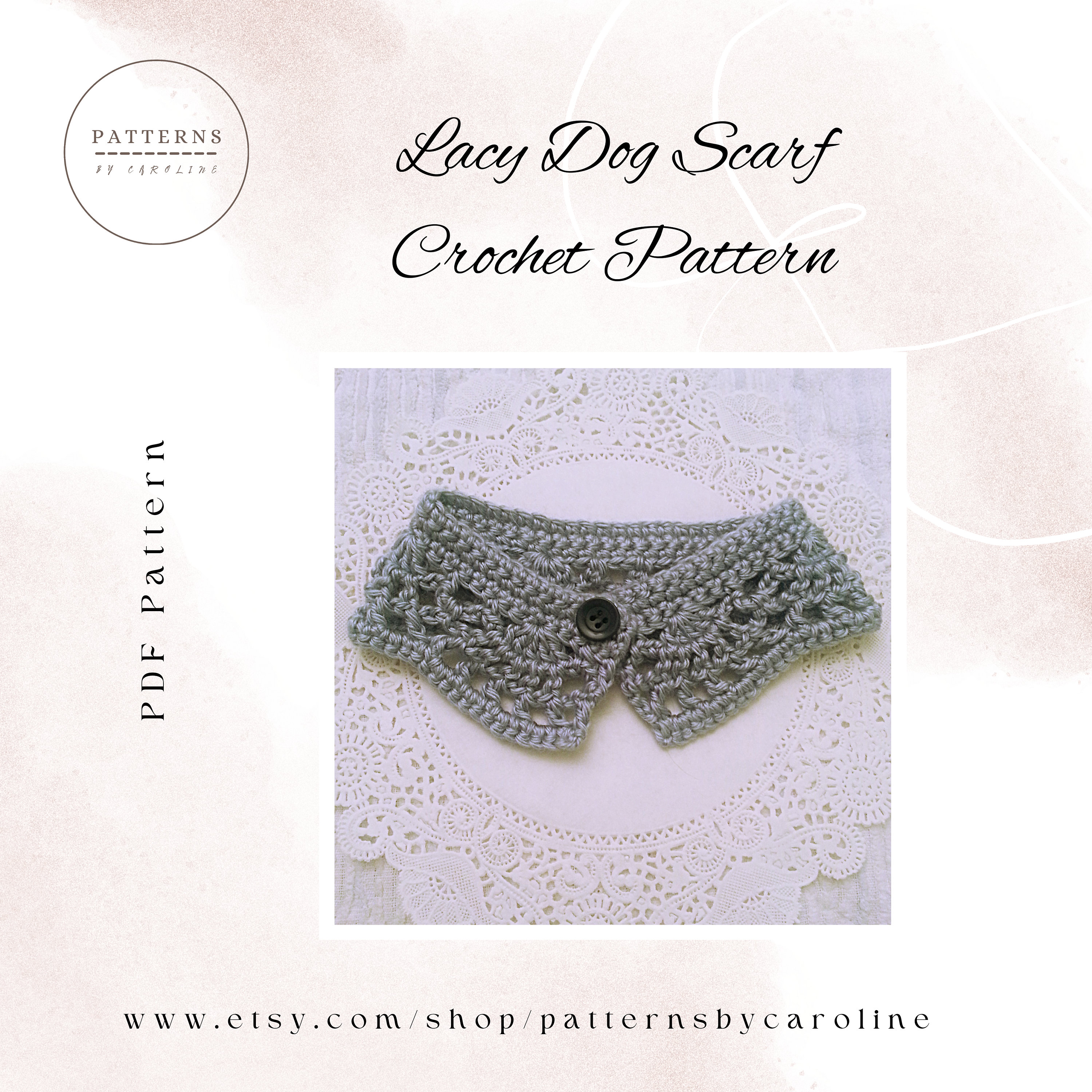 Lacy Dog Scarf Crochet Pattern / Lacy Cat Scarf Crochet Pattern / Dog ...