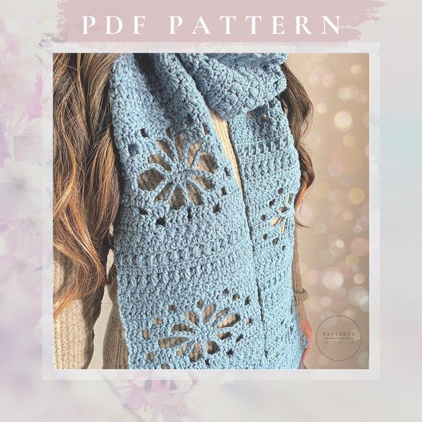 Crochet Flower Scarf - Etsy