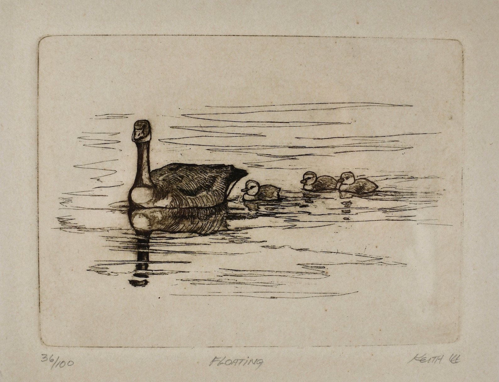 Vintage Framed Numbered Signed Etching Mother Goose and Her Goslings - Etsy