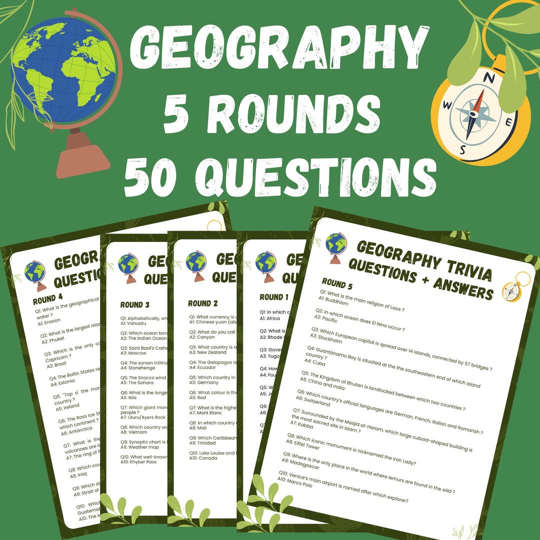 Geography Trivia Game | 5 Rounds | 50 Questions | Family Fun | Host ...