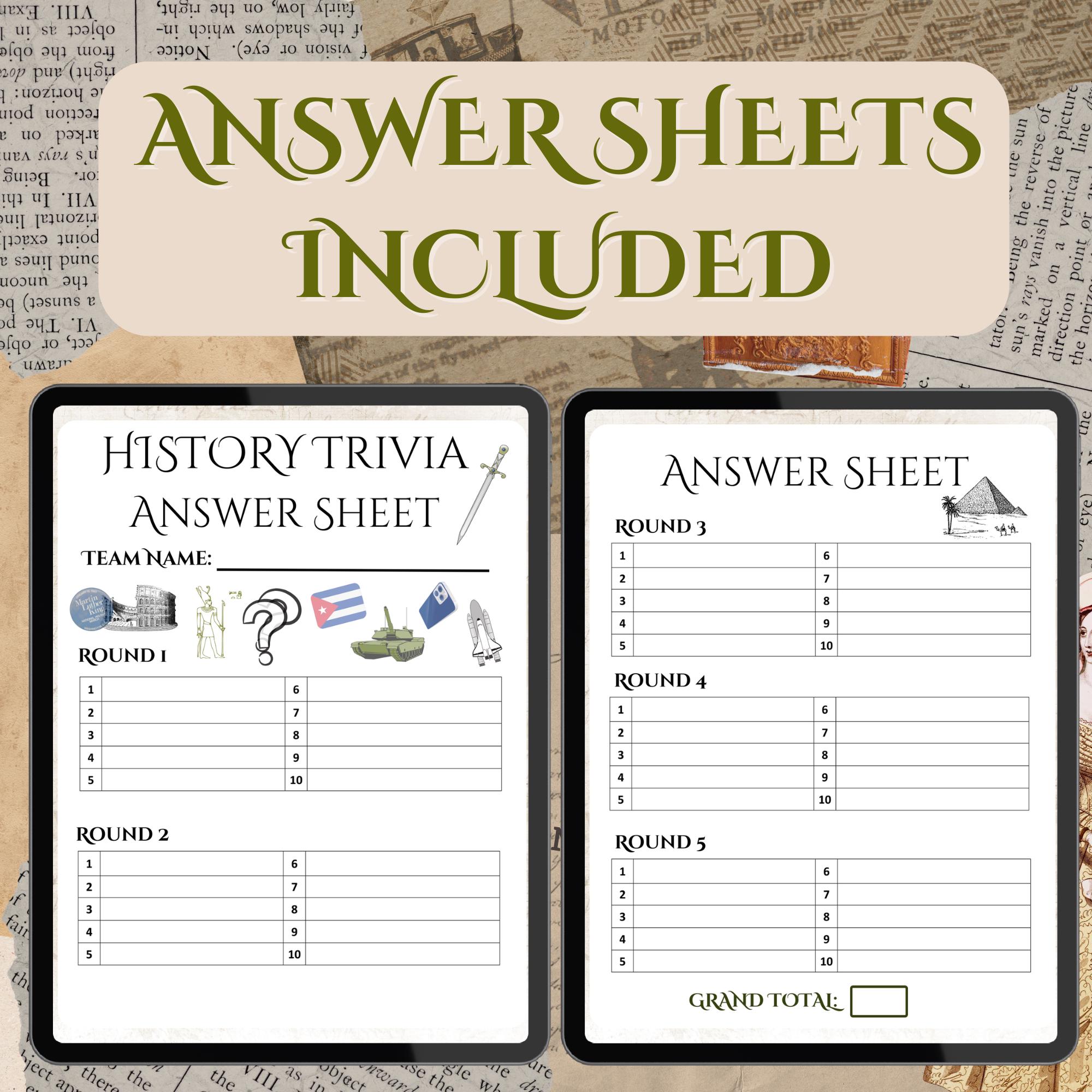 History Trivia Game | 5 Rounds | 50 Questions | Host Instructions ...