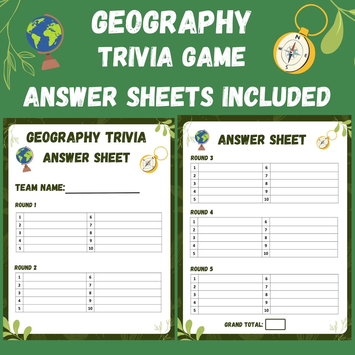 Geography Trivia Game | 5 Rounds | 50 Questions | Family Fun | Host ...