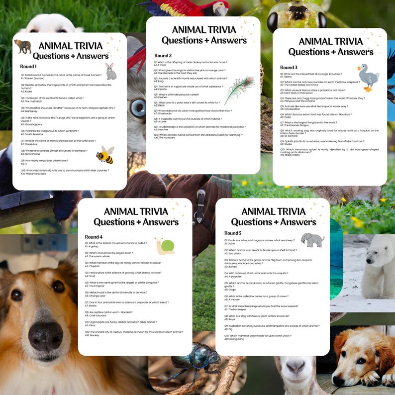 Animal Trivia Game | Adult Gatherings | Family, Friends, Work Events ...