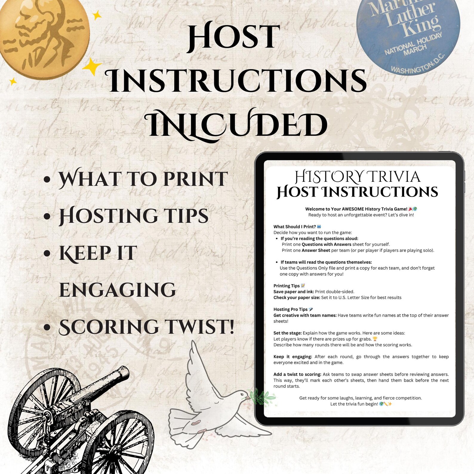 History Trivia Game | 5 Rounds | 50 Questions | Host Instructions ...
