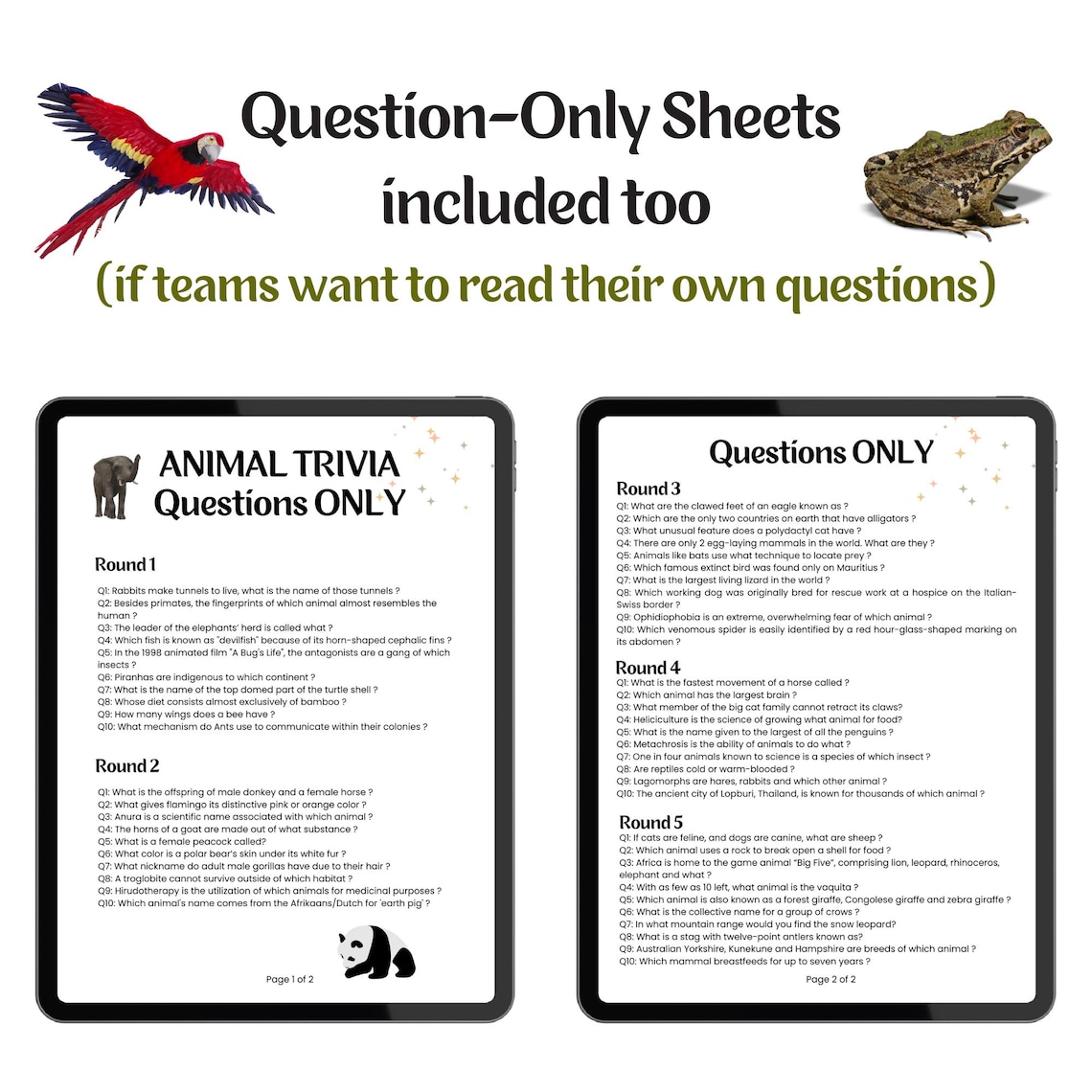Animal Trivia Game | Adult Gatherings | Family, Friends, Work Events ...