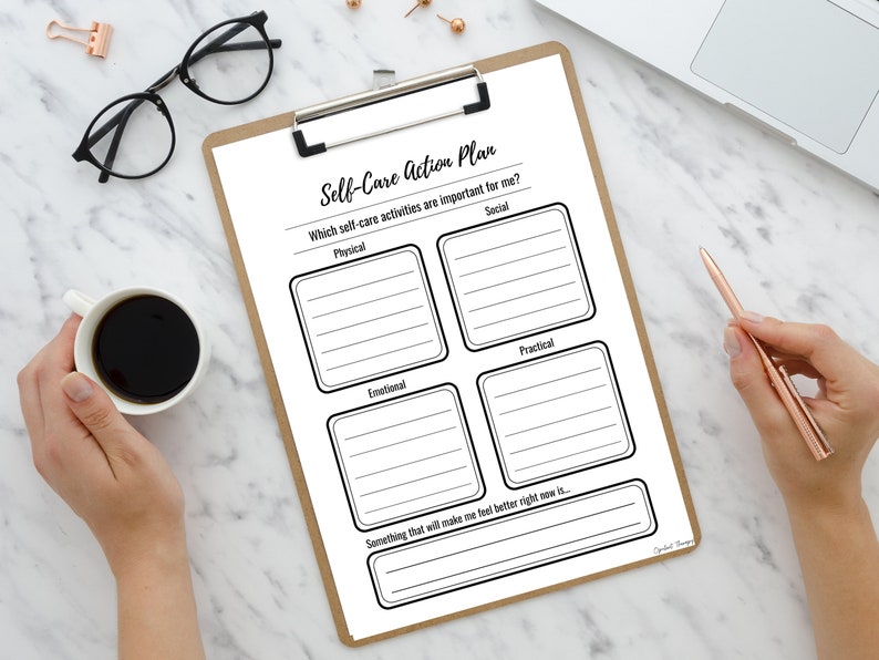 Self-care Action Plan Fill-in Therapy Worksheets PDF Counseling ...
