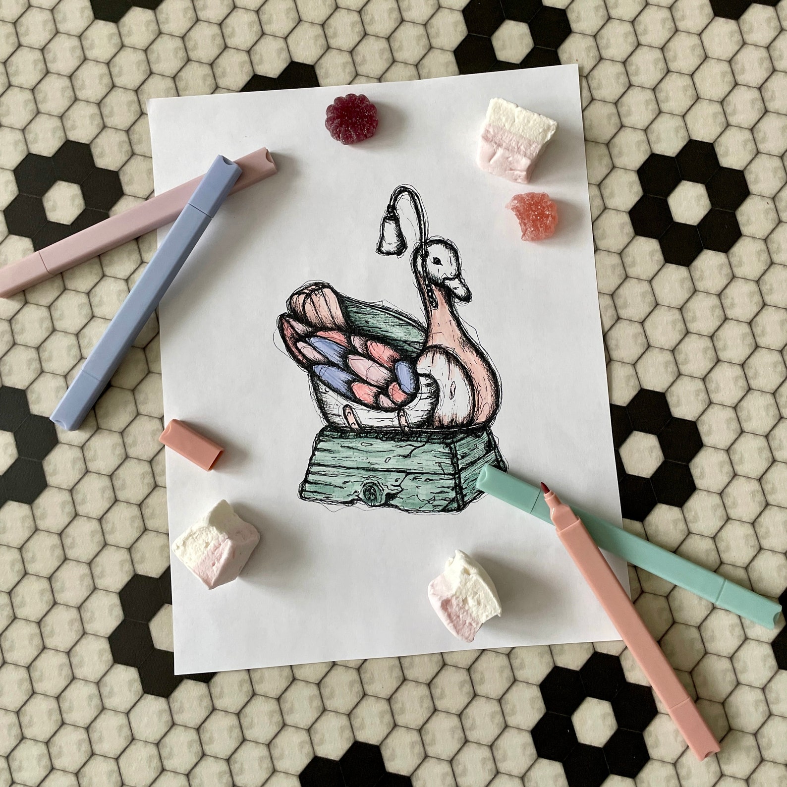 Duck Carousel Ride Printable Coloring Page | Instant Download 8.5" X 11 ...