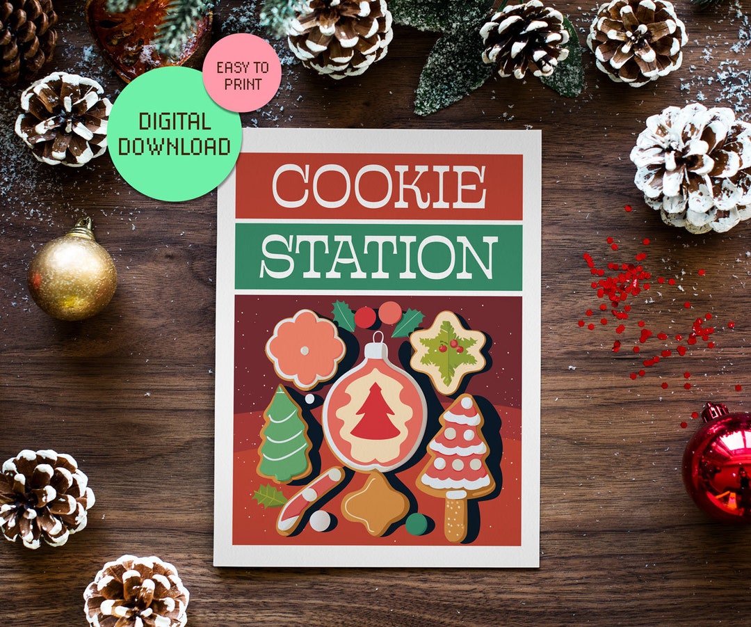 Cookie Station Signage, Printable Files, Holiday Party Decor, Easy to ...