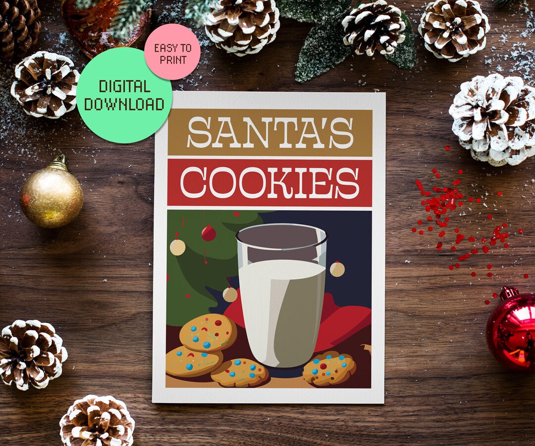 Santa's Cookies Signage, Printable Files, Holiday Decor, Easy to Print ...
