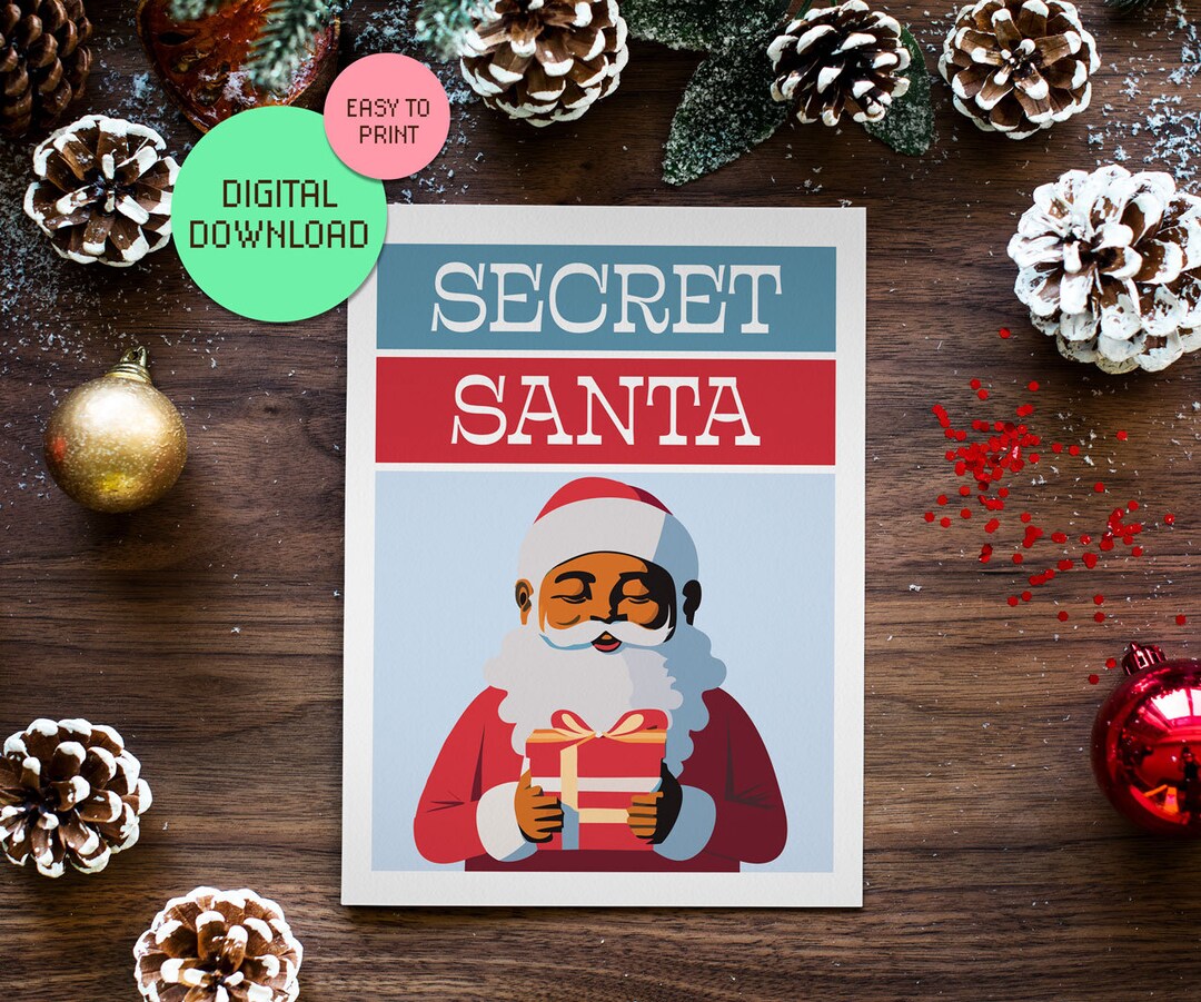 Secret Santa Signage, Printable Files, Holiday Party Decor, Easy to ...