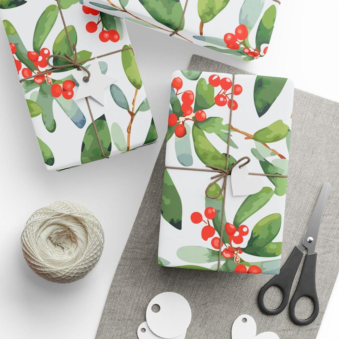 PRINTABLE Mistletoe Wrapping Paper, Christmas, Holiday, Classic, 2 ...