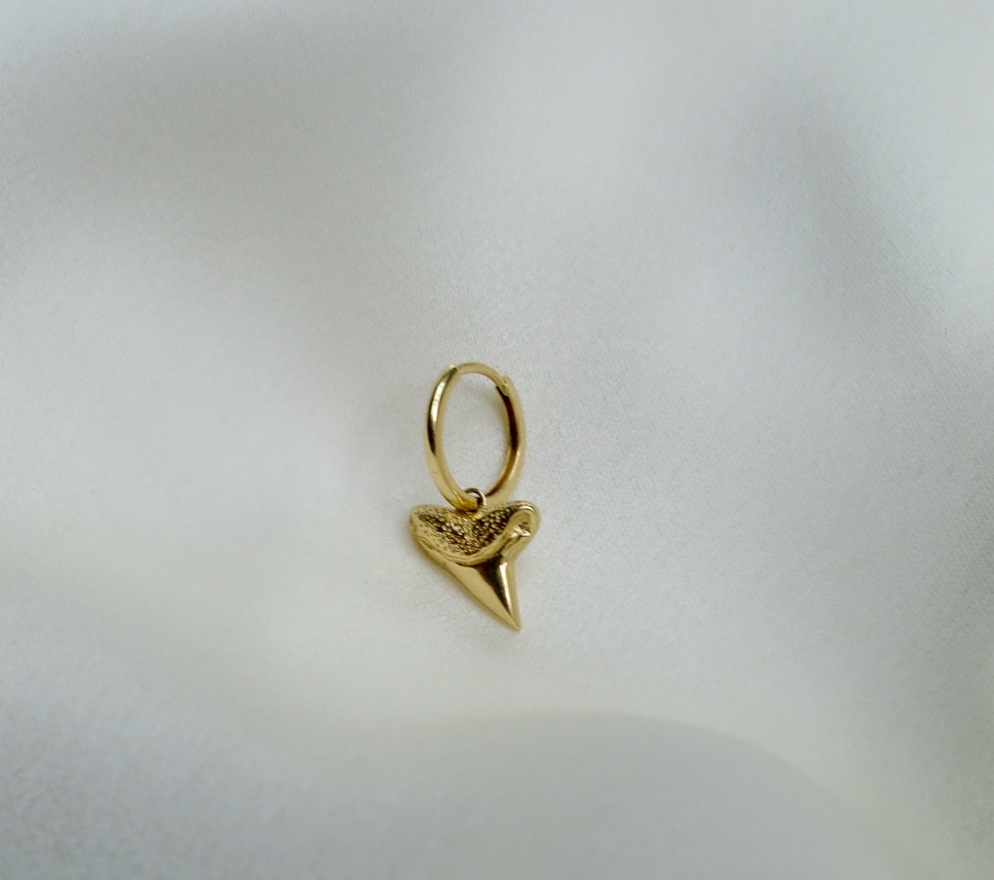 Solid Gold Shark Tooth, 9k 14k Solid Gold Single Earring, 14k Solid ...