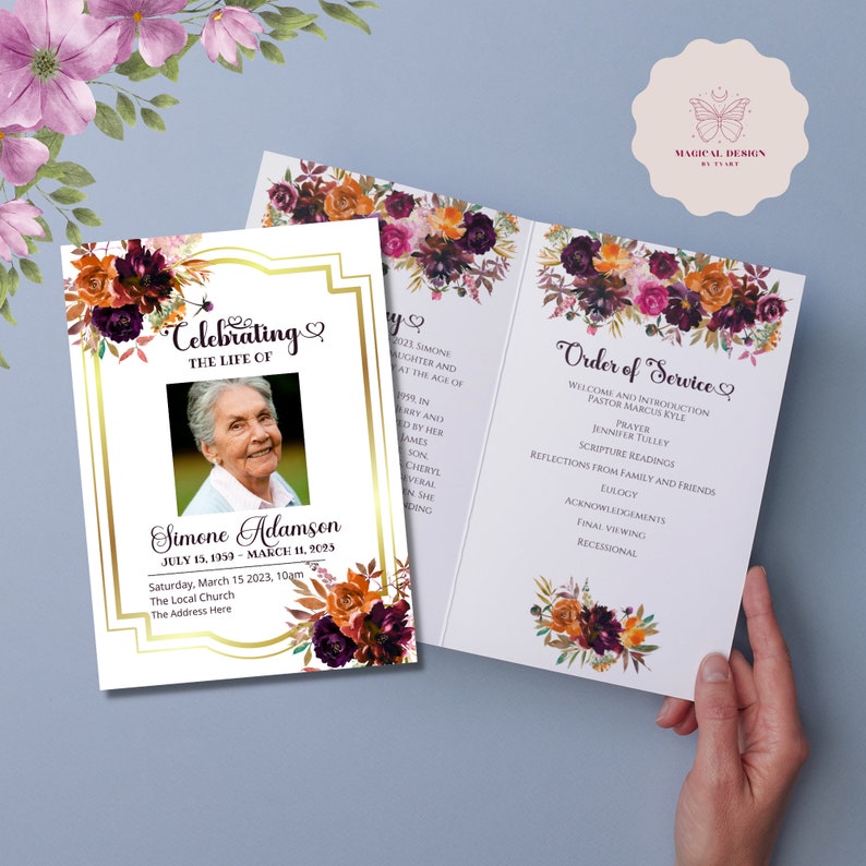 Editable Funeral Program Template For Woman, Obituary Template For 