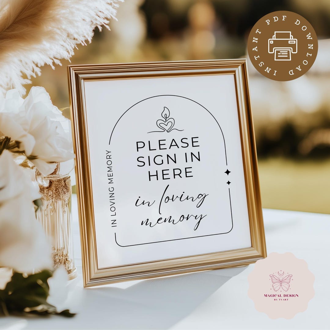 Funeral Guest Book Sign, Memorial Service Sign in Book, Printable ...