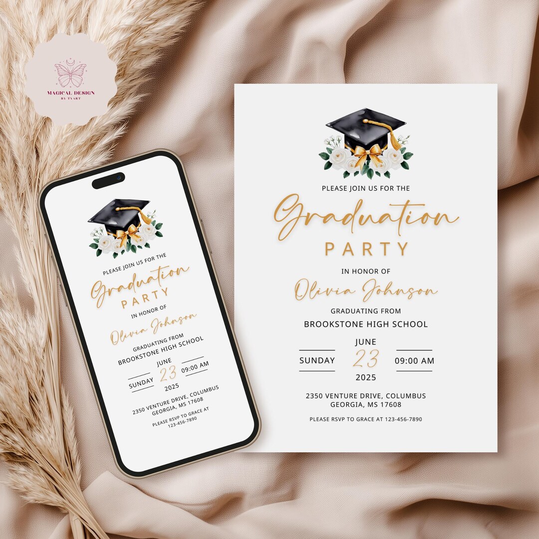 Editable Graduation Invitation, Digital Template for Class of 2025 ...