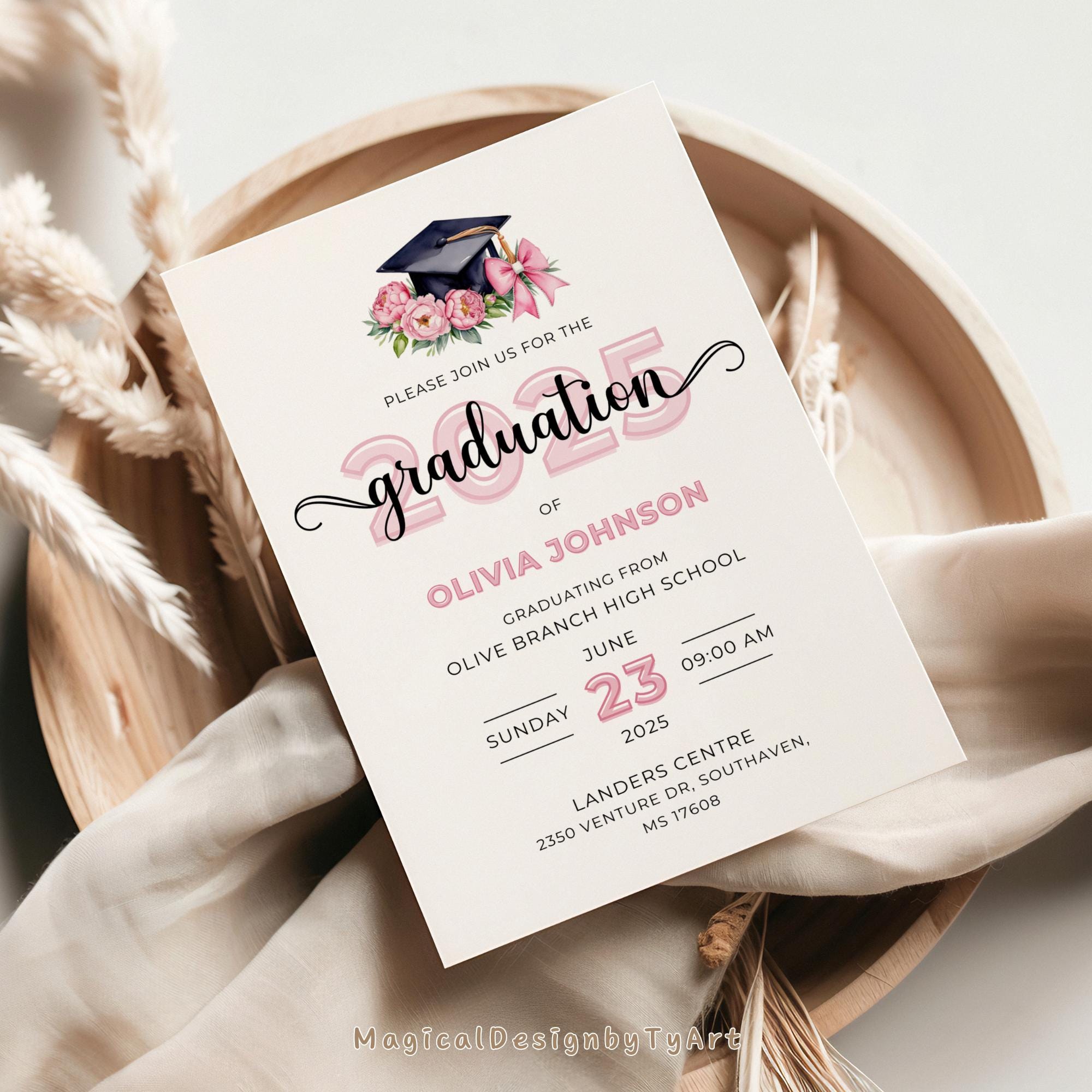 Editable Graduation Invitation, Digital Template for Class of 2025 ...
