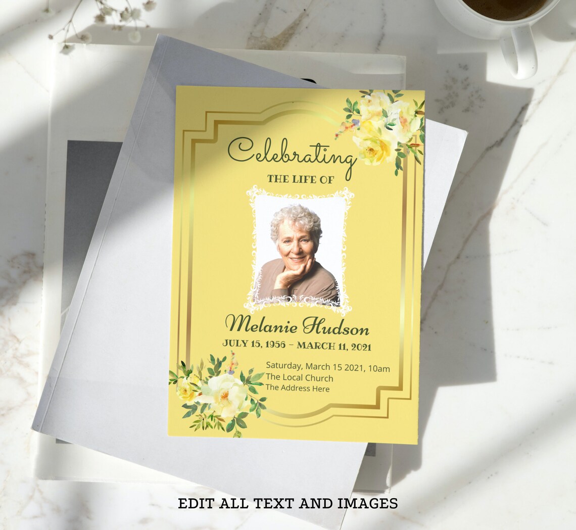 Editable Funeral Program Template for Woman, Obituary Template for ...
