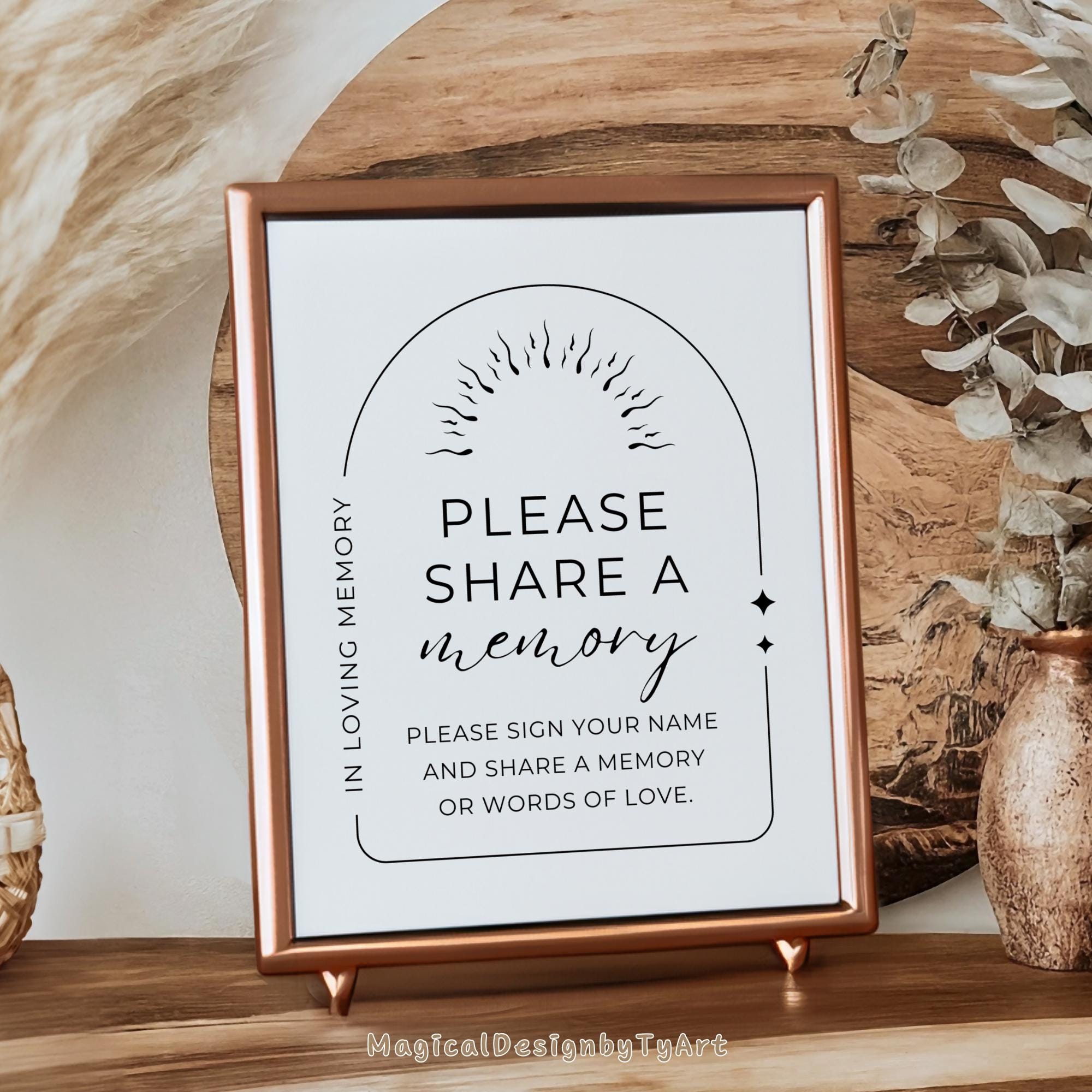 Funeral Share a Memory Sign, Printable Memorial Card, Modern ...