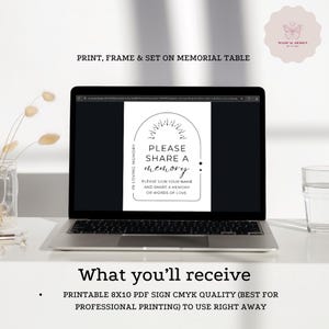 Funeral Share a Memory Sign, Printable Memorial Card, Modern ...