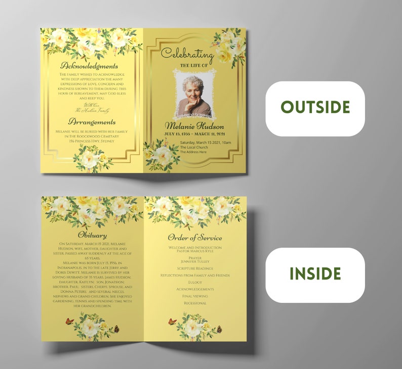 Editable Funeral Program Template for Woman, Obituary Template for ...