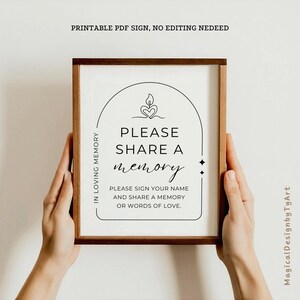 Funeral Share A Memory Memorial Service Sign, Wake Guest Book Sign ...
