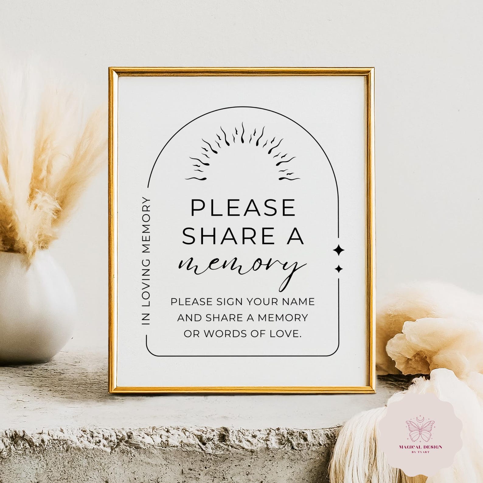 Funeral Share a Memory Sign, Printable Memorial Card, Modern ...