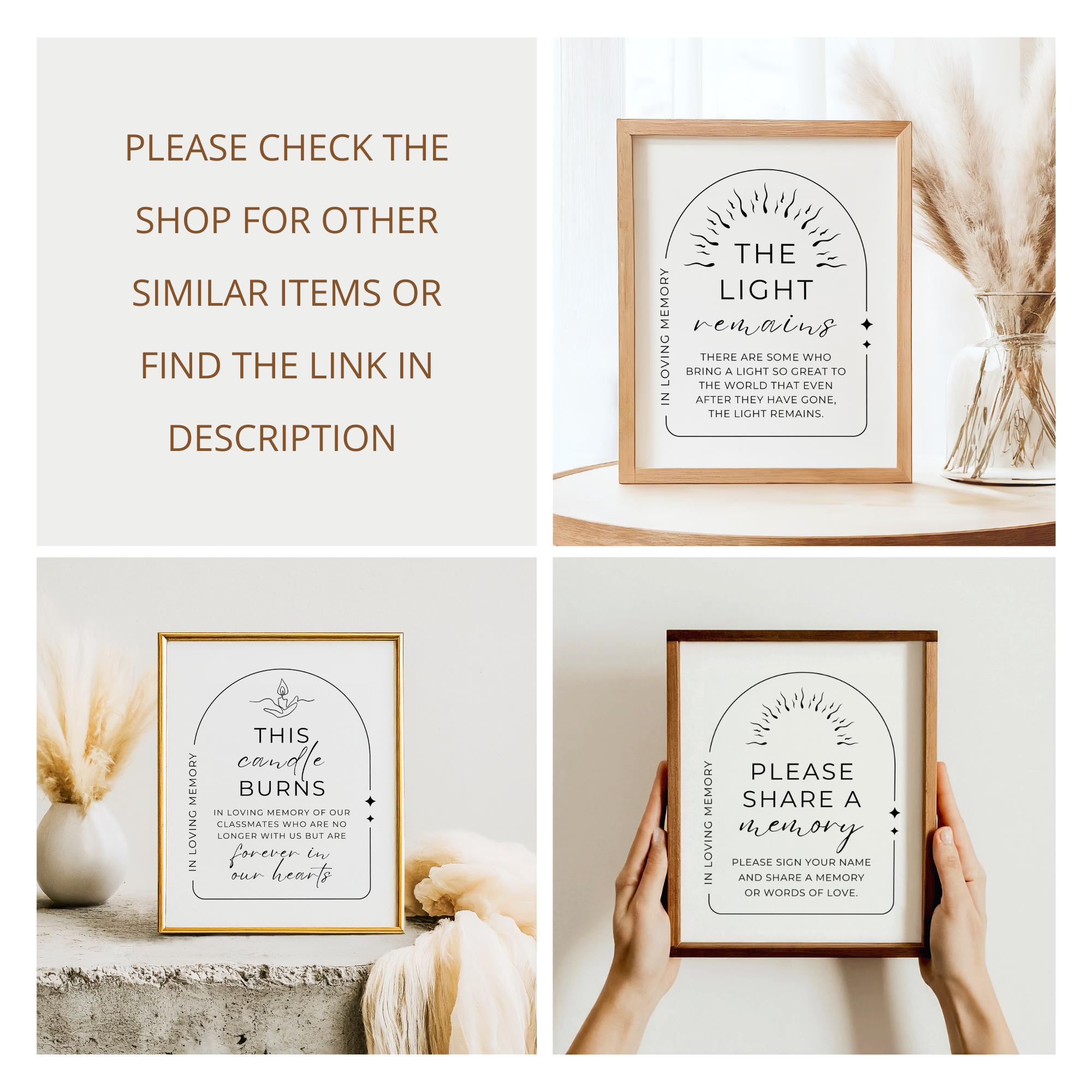 Funeral Share a Memory Sign, Printable Memorial Card, Modern ...