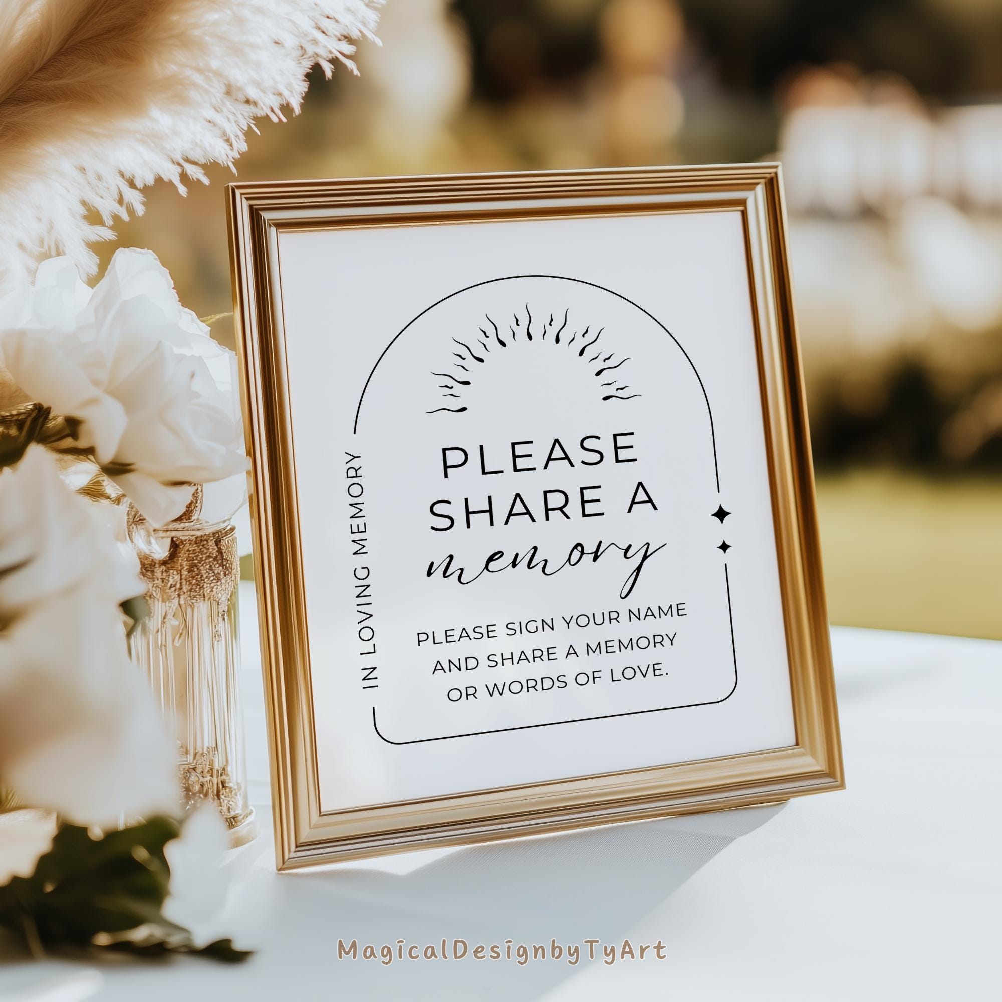 Funeral Share a Memory Sign, Printable Memorial Card, Modern ...