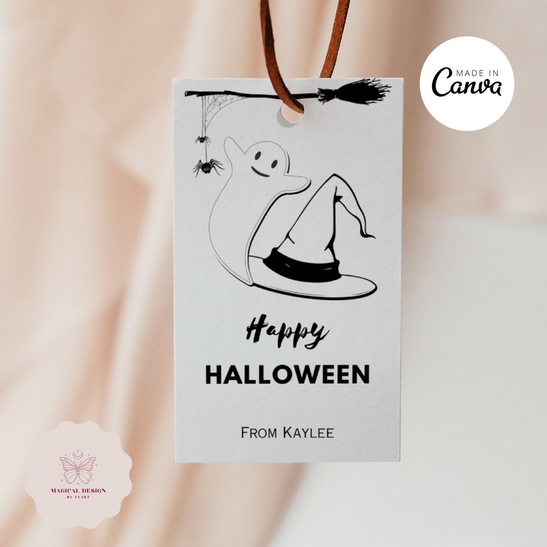 Editable Halloween Gift Tag Template, Halloween Favor Tag, Happy ...