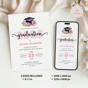 Editable Graduation Invitation, Digital Template for Class of 2025 ...