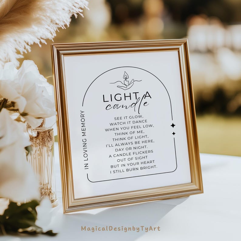 Memory Table Sign, Poem for Funeral, Verse Light a Candle for ...