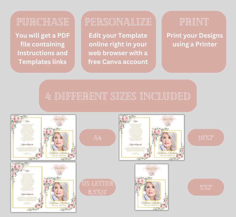 Editable Funeral Program Template for Woman, Obituary Template for ...