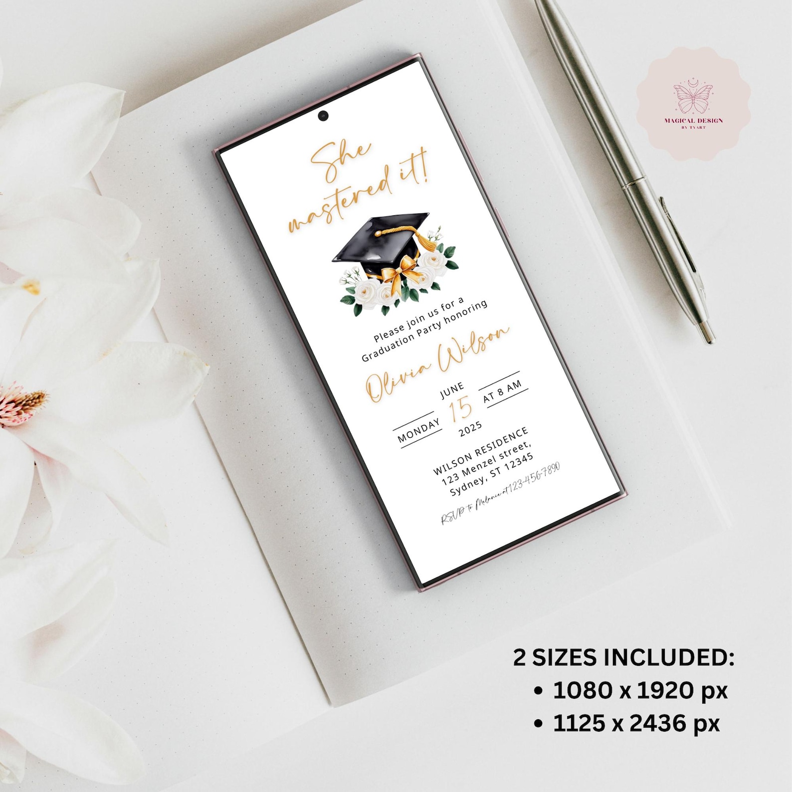 Digital Graduation Invitation, Masters Degree Animated Invite, Editable ...