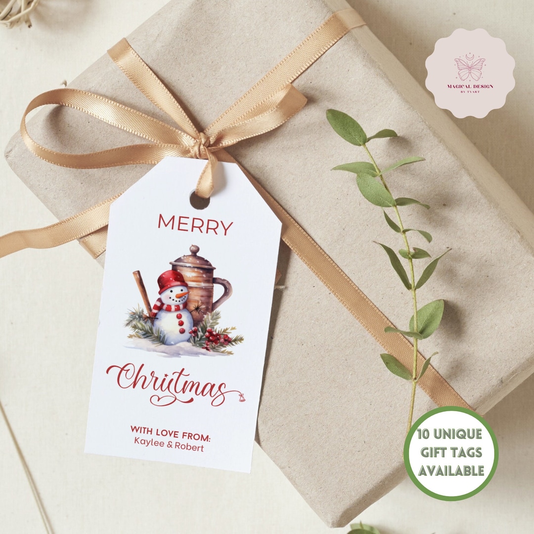 Editable Christmas Gift Tags Template, Vintage Christmas Favor Tag ...