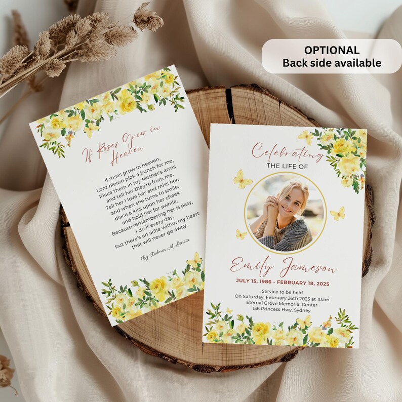 Butterfly Funeral Template Celebration Life Memorial Invitation ...