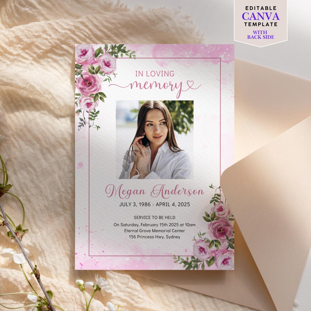 Funeral Announcement Template Digital Memorial Service Invitation ...