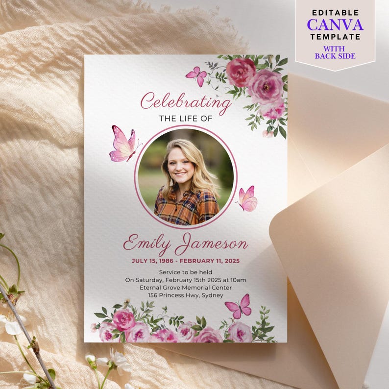 Funeral Invitation Template Digital Download Memorial Service ...