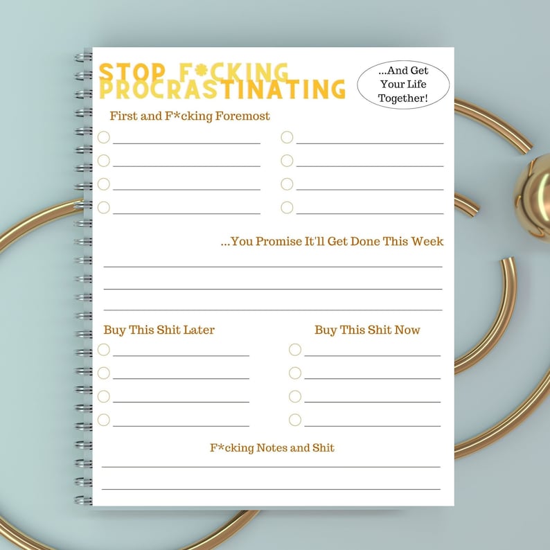 Motivational Daily One-sheet Digital Planner, Stop Procrastination ...