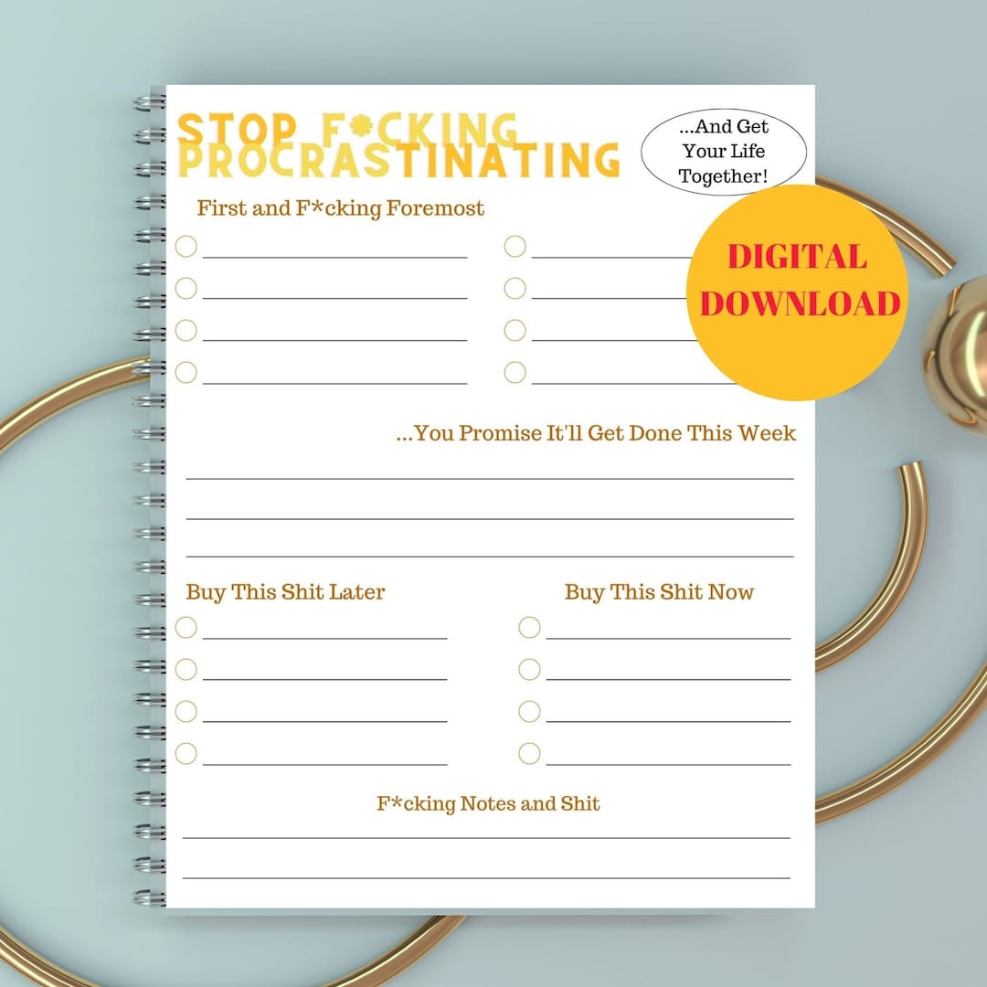 Motivational Daily One-sheet Digital Planner, Stop Procrastination ...