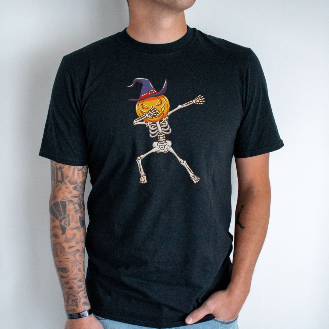 Skeleton Dab Shirt, Halloween Skeleton Pumpkin Shirt, Halloween ...