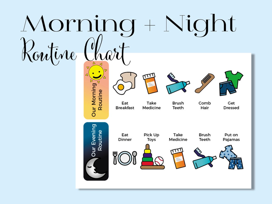Kids' Daily Routine Chart: Morning & Night Habits Made Fun - Printable ...