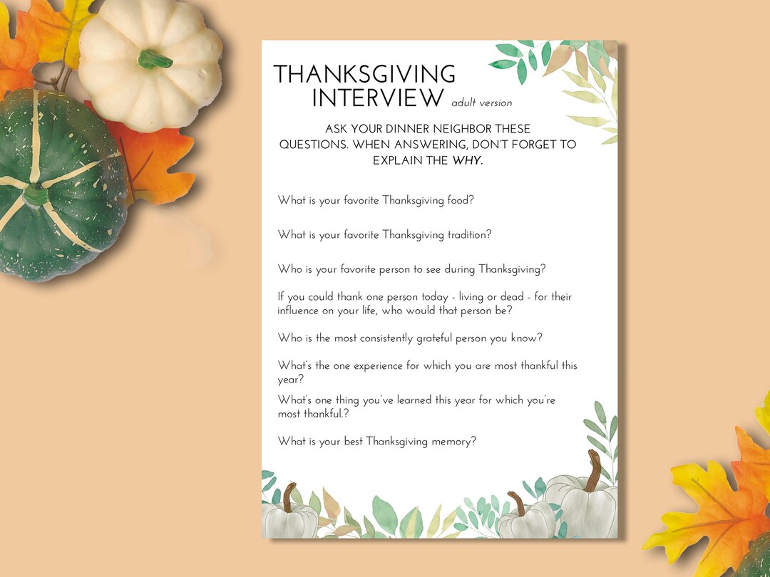 Thanksgiving Adult Interview Cards: Engaging Conversation Starters for ...