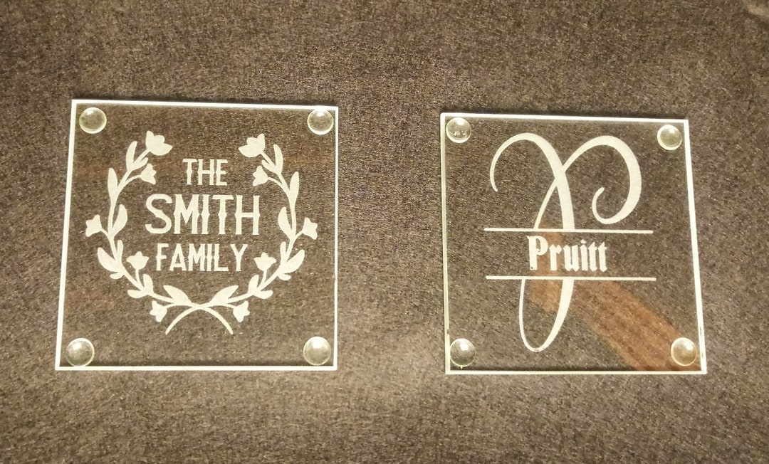 Custom Monogrammed Glass Coasters - Etsy