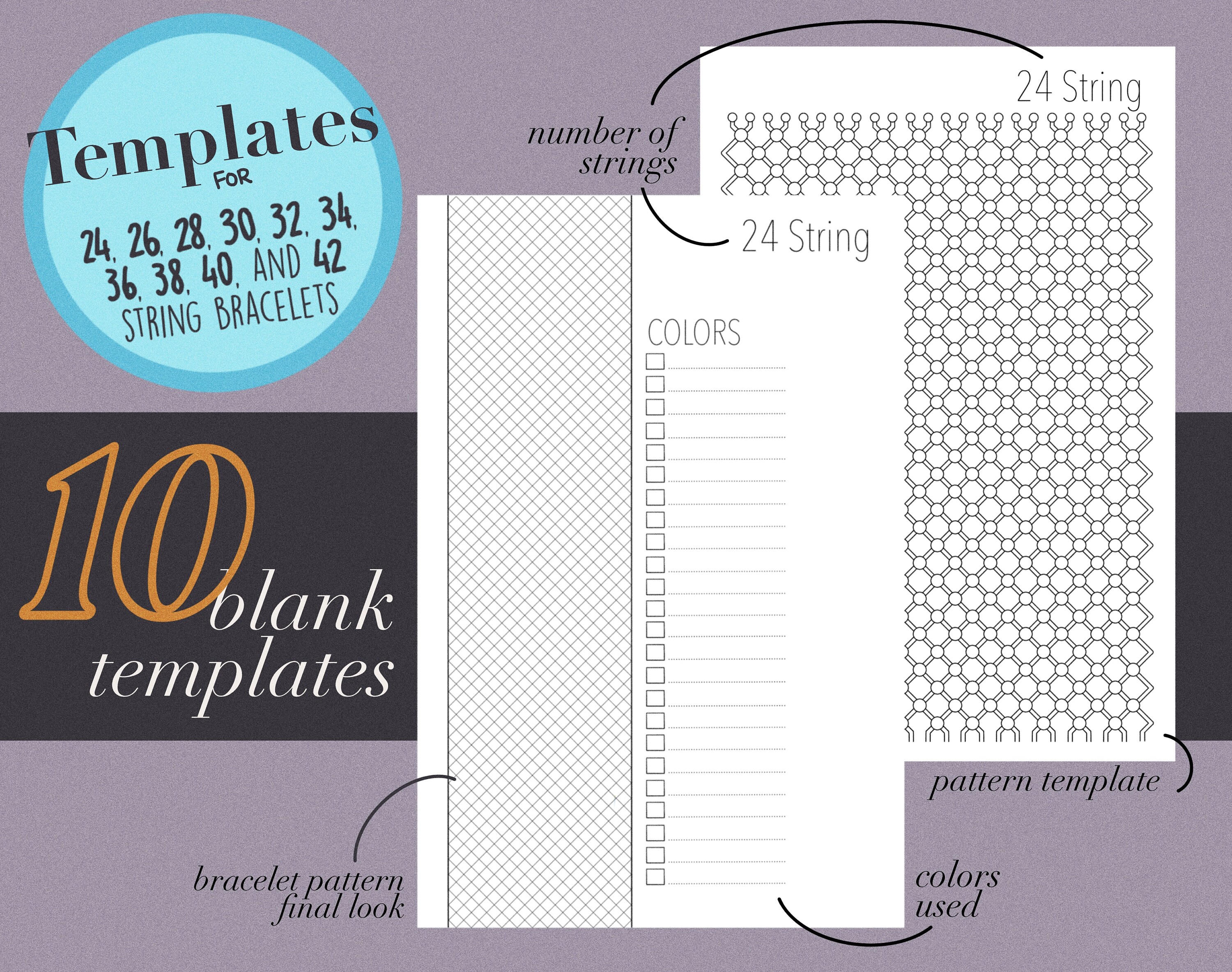 Friendship Bracelet Template Book 2 - Digital Download - More Woven ...