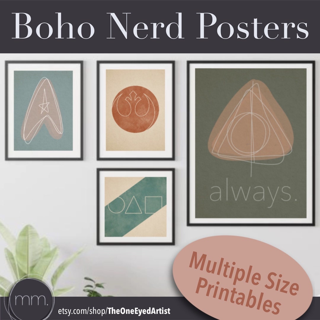 Boho Nerd Wall Art Prints - Set of 12 Printable Digital Download ...