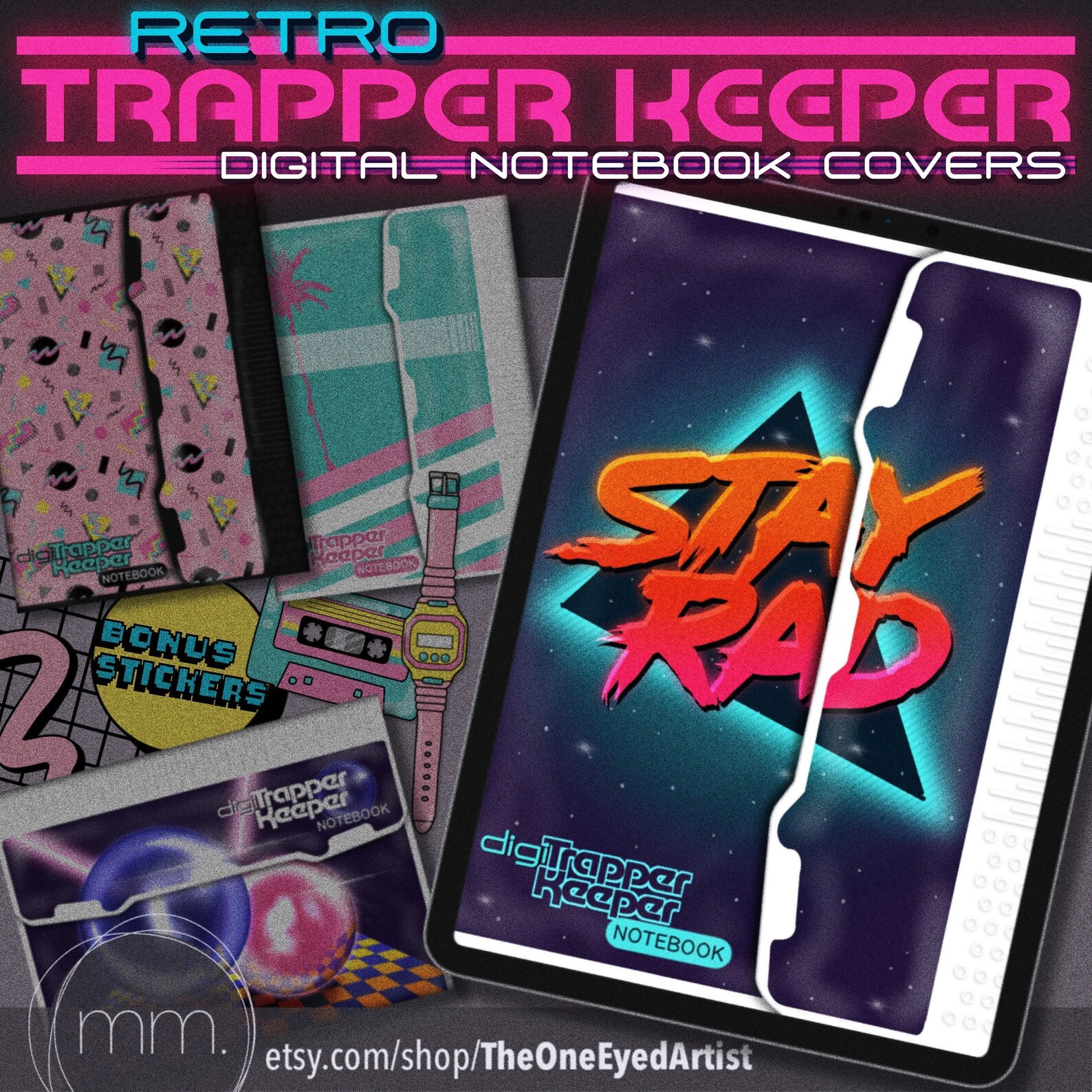 Digital Notebook Planner Retro Old School Trapper Keeper Covers - 80s ...